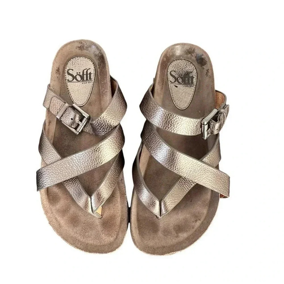 Sofft | Shoes | Sofft Sandals Womens Sz 6 Rose Gold Metallic Criss ...